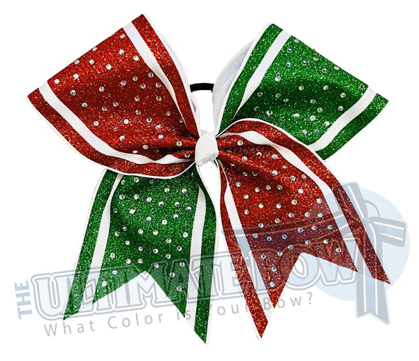 Christmas Rhinestone Sideline Glitter Cheer Bow - Shop Now!