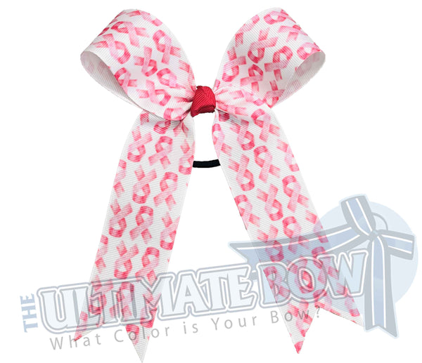 Collegiate Pink Ribbon Cheer Bow | College Level Cheer Bow | Varsity C